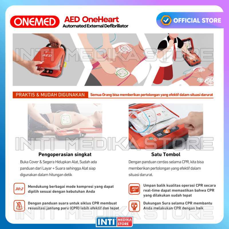 Promo Onemed Portable Defibrilator Aed B8 Pro Full-auto + Screen + Cpr ...