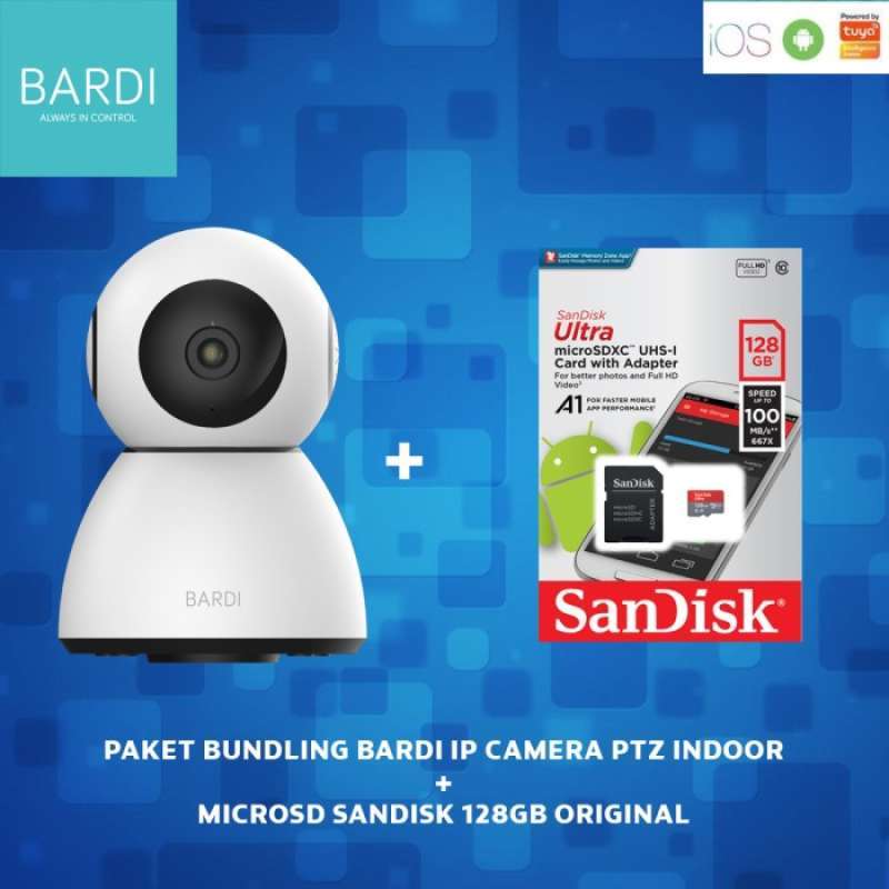 Promo Smart Indoor Ptz Ip Camera Cctv + Micro Sd 128gb Sandisk Class10 ...