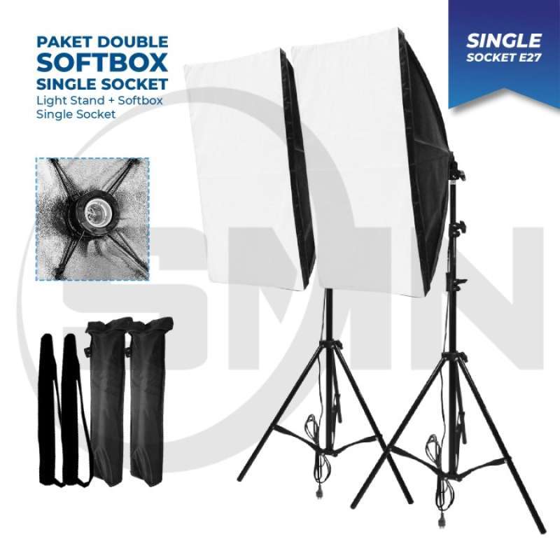 Jual Paket Double Softbox Studio Foto Socket E27 Dan Lightstand Di Seller Circlet - Cengkareng ...