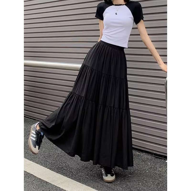 Promo ️rok Kasual Pinggang Tinggi Gaya Korea Dengan Ayunan Lebar, Rok ...