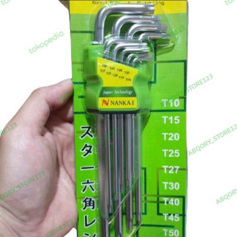 Promo Kunci L Bintang Panjang Satu Set Lengkap Isi 9 Pcs Nankai Star Hex Key Diskon 23% Di ...