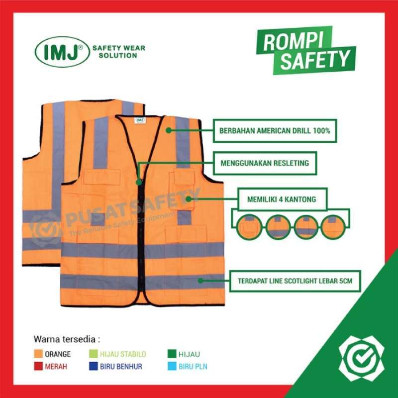 Promo Rompi Kerja Safety 4 Kantong Scotlight - Merah, All Size Diskon ...