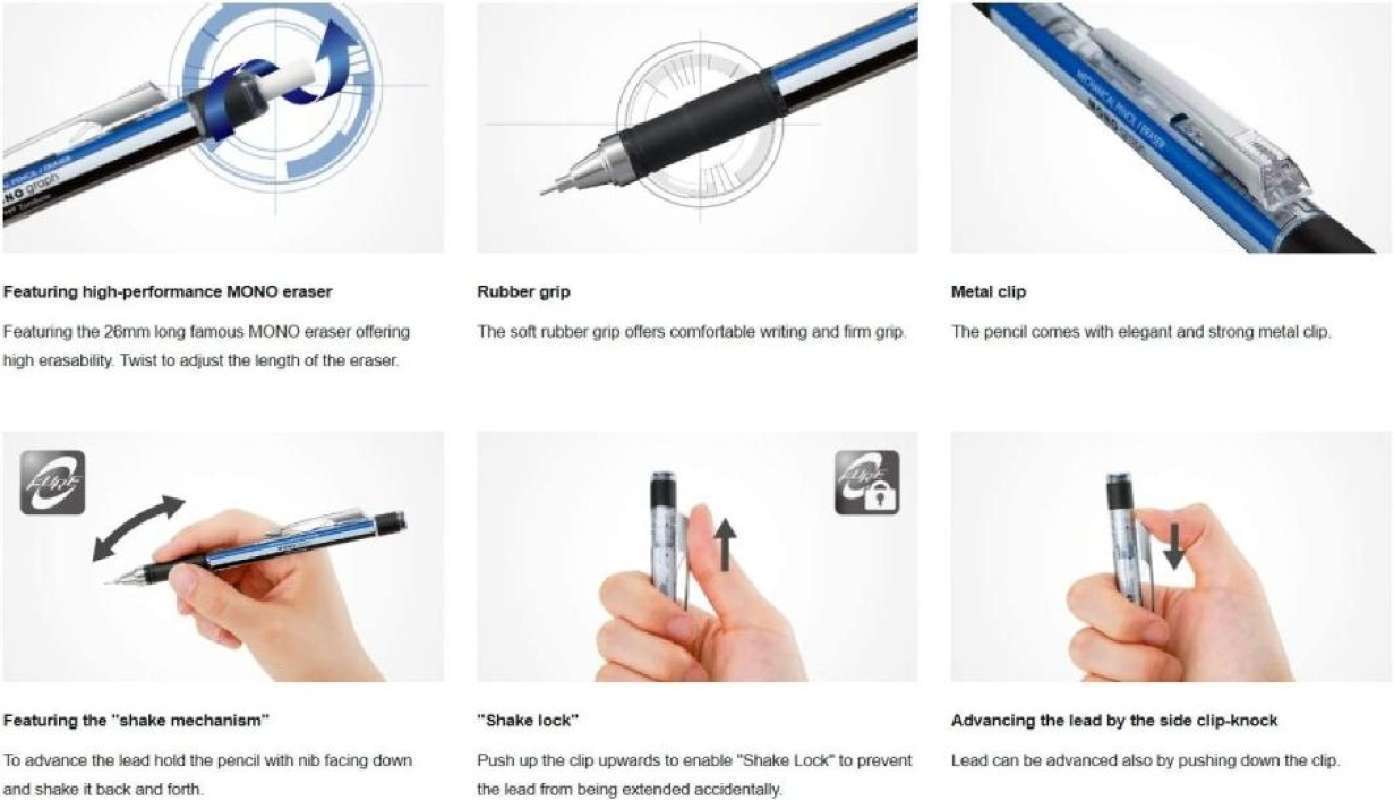 Jual Tombow Mono Graph Grip Model Mechanical Pencil 0.5mm Pensil ...