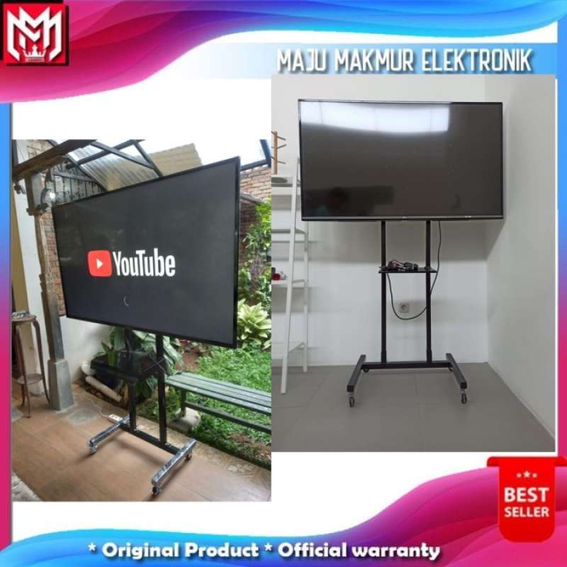 Promo Bracket Braket Breket Tv Led Lcd Roda Berdiri Standing Lantai 55 ...