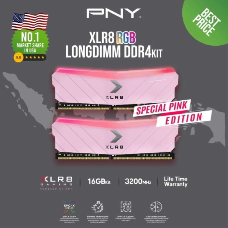 Promo Pny 16gb (2x8gb) Xlr8 Pink Edition Ddr4 3600mhz Diskon 23% Di ...