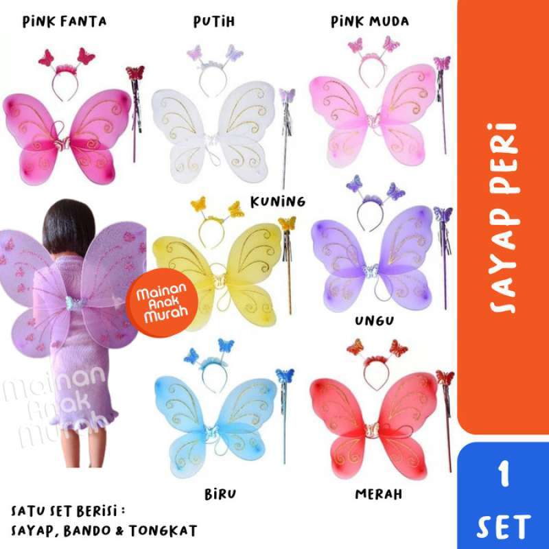 Jual Sayap Peri Kupu Kupu Anak Kostum Tongkat Bando Bidadari Angel ...
