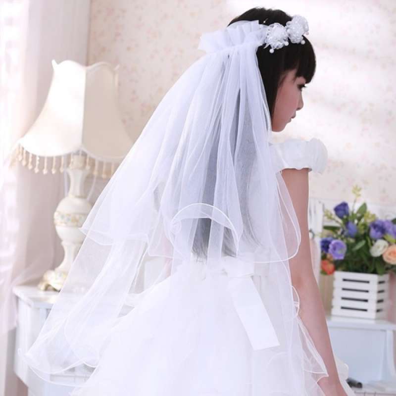 Jual Bando Veil Pengapit Mahkota Bunga Pengantin Panjang Garing Anak ...