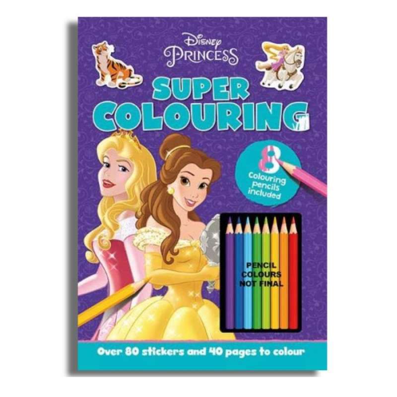 Jual Disney Princess Super Colouring Book With Stickers And 8 Coloring ...