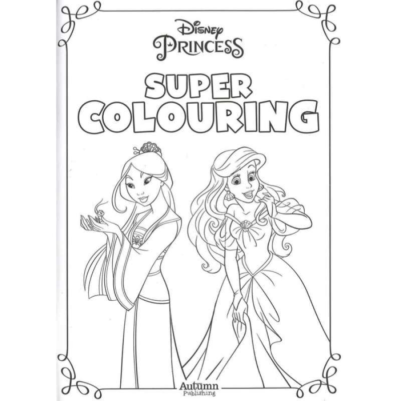 Jual Disney Princess Super Colouring Book With Stickers And 8 Coloring ...