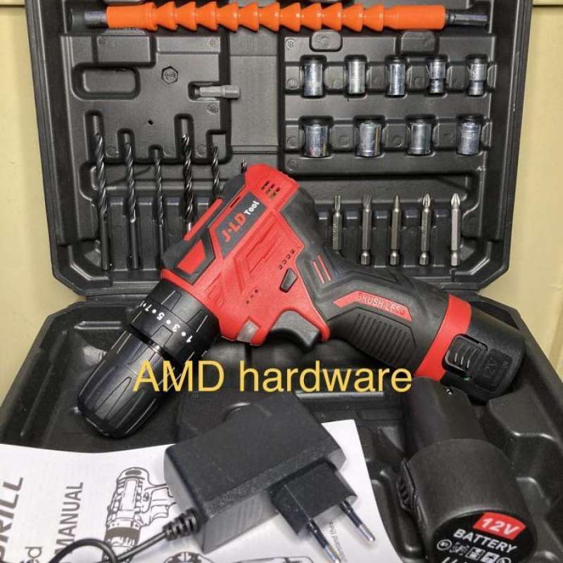Jual Jld Bor Tembok Cordless Impact 10mm Brushless Baterai 12v + Mata ...