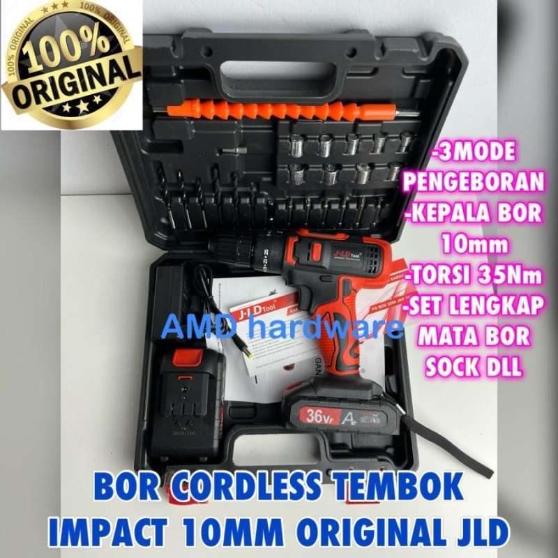 Jual Jld Bor Tembok Cordless Impact 10mm Brushless Baterai 12v + Mata Sock - Jld J36-2, 36v Di ...