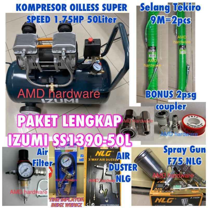 Jual Compressor Kompresor Oilless Super Speed 1,75hp 50l Izumi Ol1390ss ...