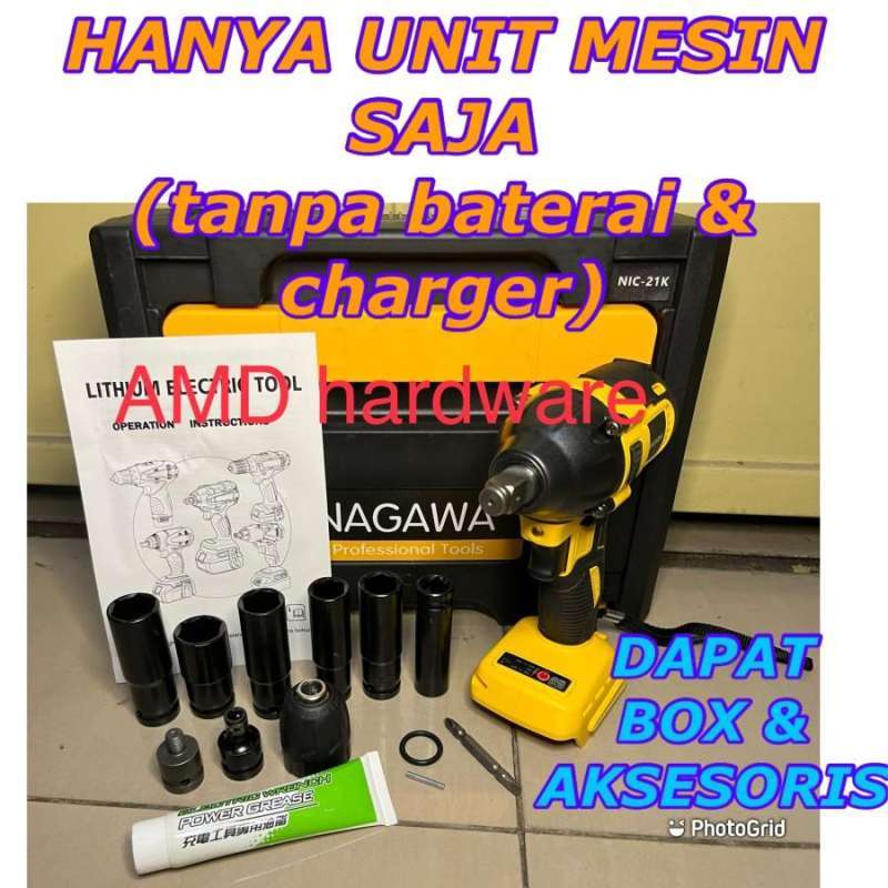Jual Nagawa Nic-21k Impact Wrench Cordless Brushless Bor Sock 21v ...