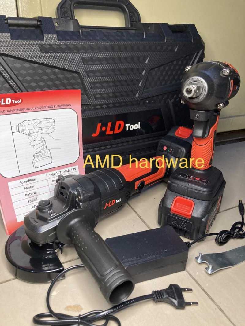 Jual Paket Impact Wrench + Gerinda Cordless Jld Original Jv88+m10 ...