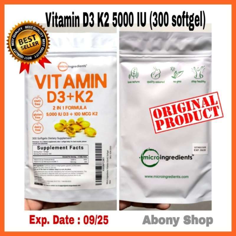 Promo Vitamin D3 5000 Iu Dan K2 100 Mcg (mk7) Made In Usa (300 Softgel ...