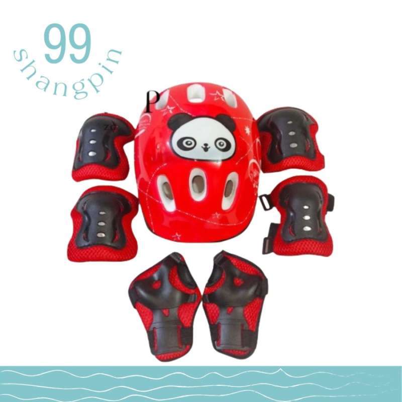 Jual Paket Helm+deker Sepatu Roda Anak Panda Dan Api/inline Basic ...