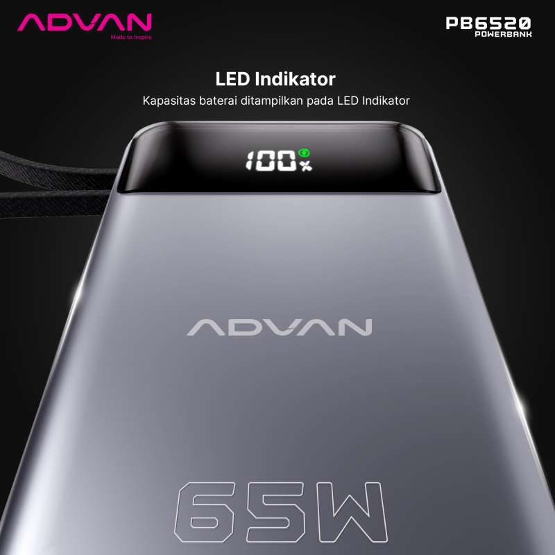 Promo Advan Powerbank Suppport Laptop 65w Fast Charging 20.000 Mah Type ...