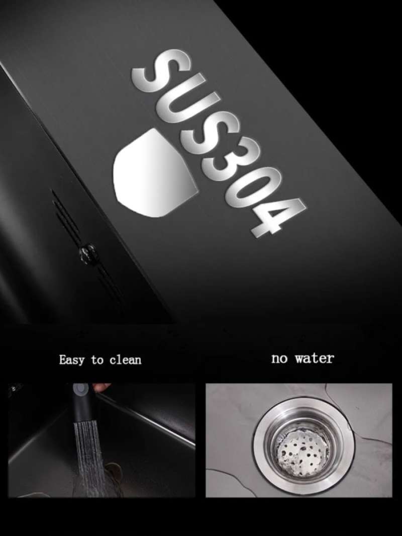 Promo Dweck - Kitchen Sink Hitam Stainless 304 1 Bowl Large Paket Kran ...