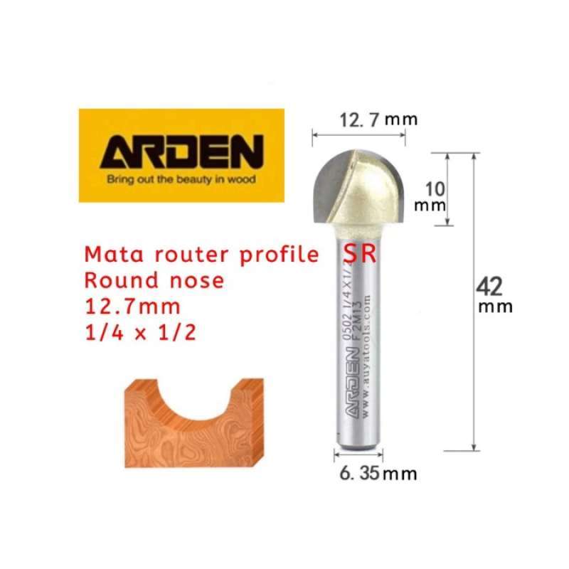 Promo Mata Fil/ Router 12 Mm 1/4ã—1/2 Round Nose/ Core Box Bits Merk ...