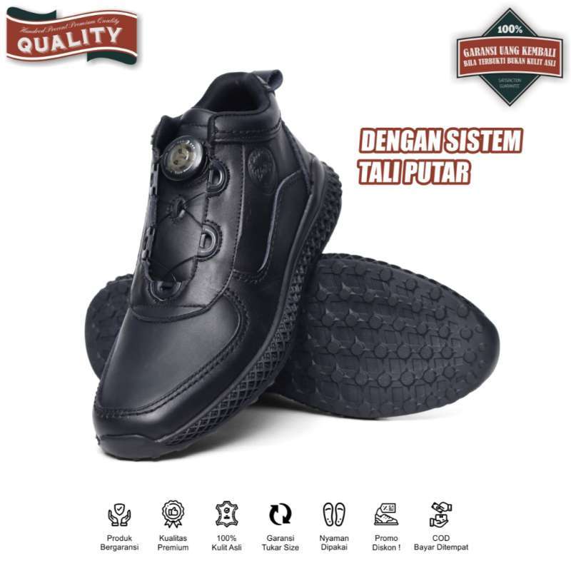 Promo Hero Tp Black - Sepatu Kulit Sneakers Semi Boot Pdh Pria Tali Putar Boa Sepatu Instansi ...