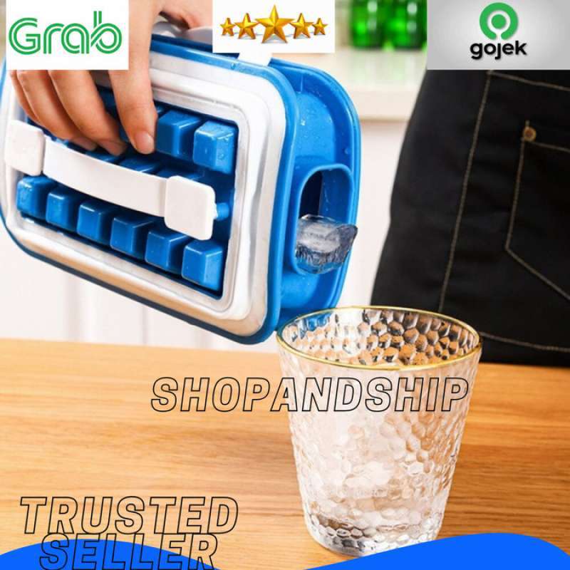 Promo 2 In 1 Cetakan Es Batu + Tempat Penyimpanan Ice Cube Model Tarik ...