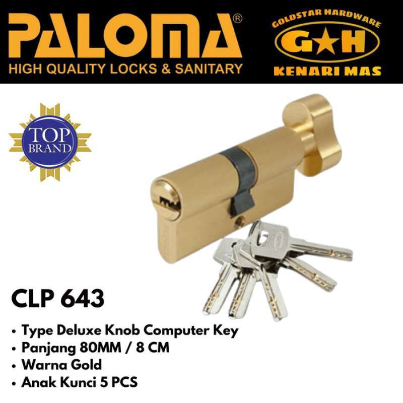 Promo Clp 643 Kc-ck 80mm Sn Knob Computer Key Kunci Cylinder Gold Diskon 23% Di Seller Kulee ...