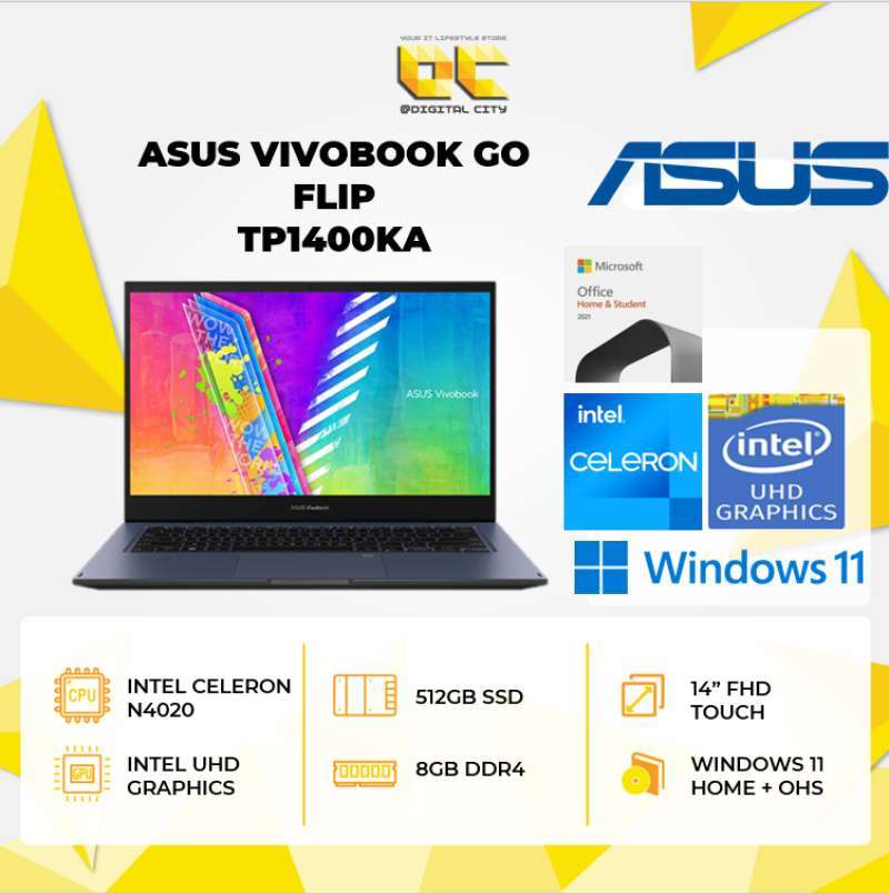 Jual Asus Vivobook 14 Flip Tp1400ka Touch N4500 8gb 512gb W11+ohs 14 ...