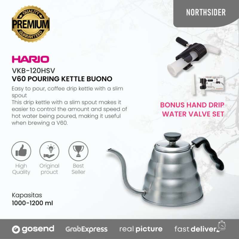 Promo Hario V60 Pouring Kettle Buono Large Vkb-120hsv | Teko Kopi Gooseneck Diskon 23% Di Seller ...