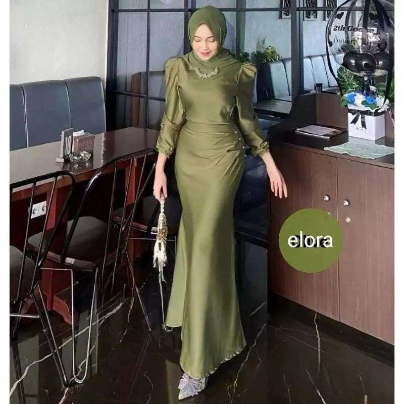 Promo Elora Dress Sattin Silk , Dres Kondangan Remaja/wisuda. - Army M Diskon 2% Di Seller ...