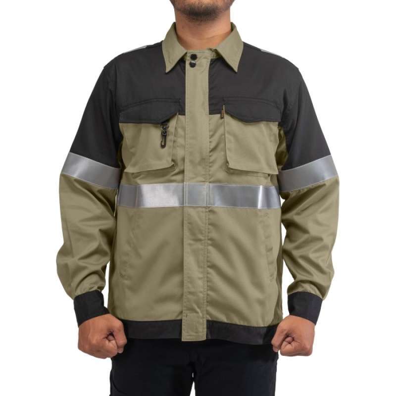 Promo Glisten Khaki - Kemeja Safety Kerja Lapangan Lengan Panjang - Xl ...