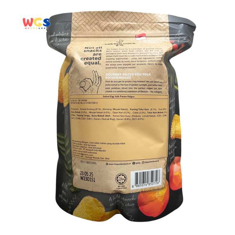 Jual Golden Duck Gourmet Salted Egg Yolk Potato Chips Ridges 80g Di ...