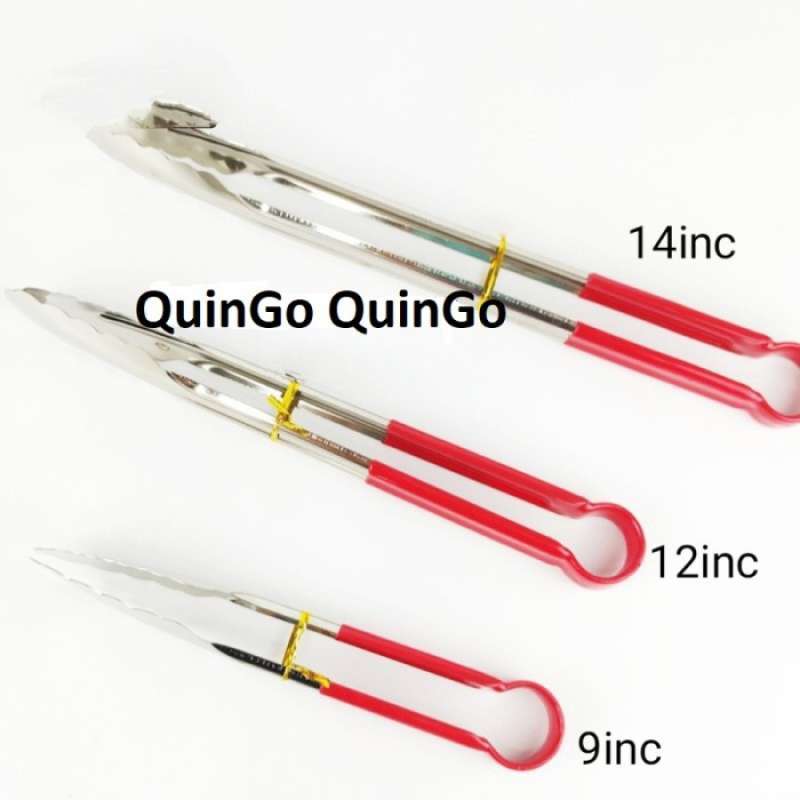 Jual Jepitan Capitan Makanan Stainless Steel Gagang Merah Tebal Capit ...