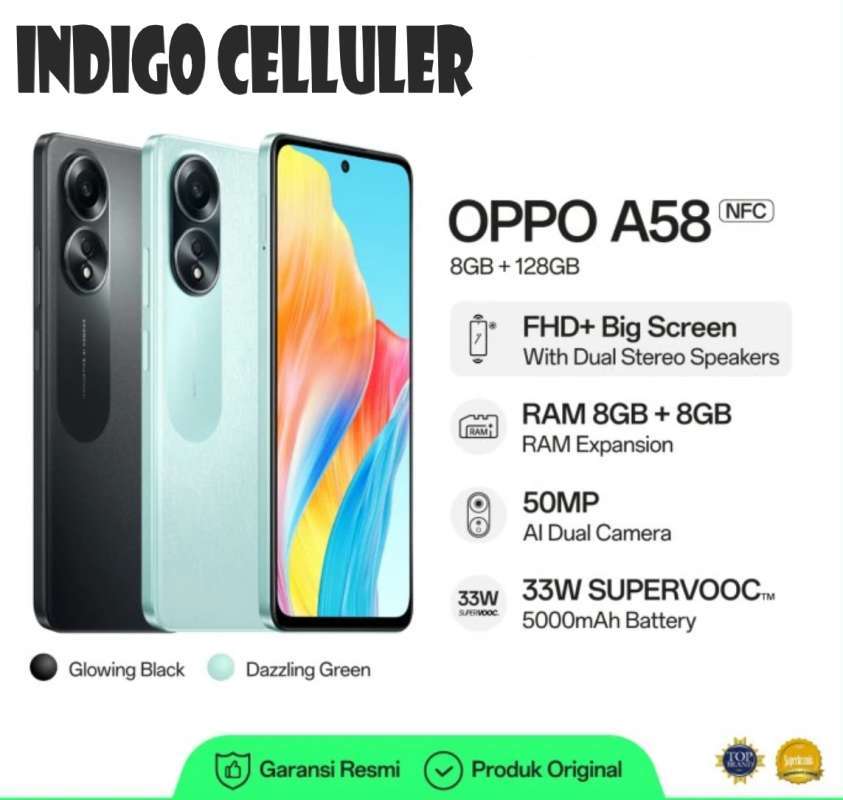 Jual Oppo A58 Nfc 8gb/128gb (garansi Resmi) - Hitam Di Seller Indigo Mart - Sumur Batu, Kota ...