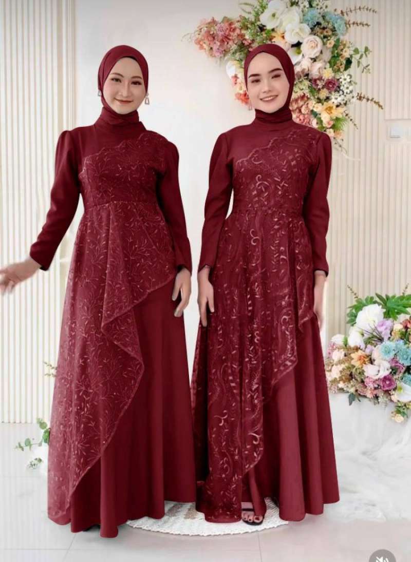 Promo Maxi Tiana Gamis Brukat Muslim Dress Kondangan Model Baru Dewasa ...