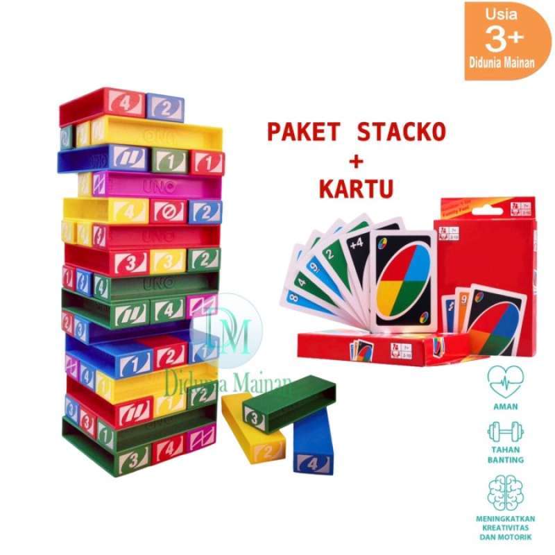 Promo Mainan Edukasi Paketan Kartu Unok Dan Stacko Tower Family Kids ...