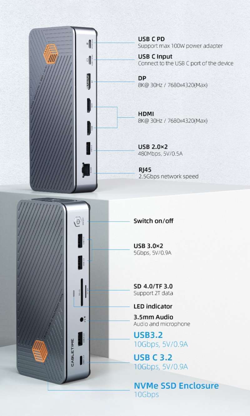Jual Cabletime Multiport Docking Station Hub W/ Enclosure Ssd Exclusive ...