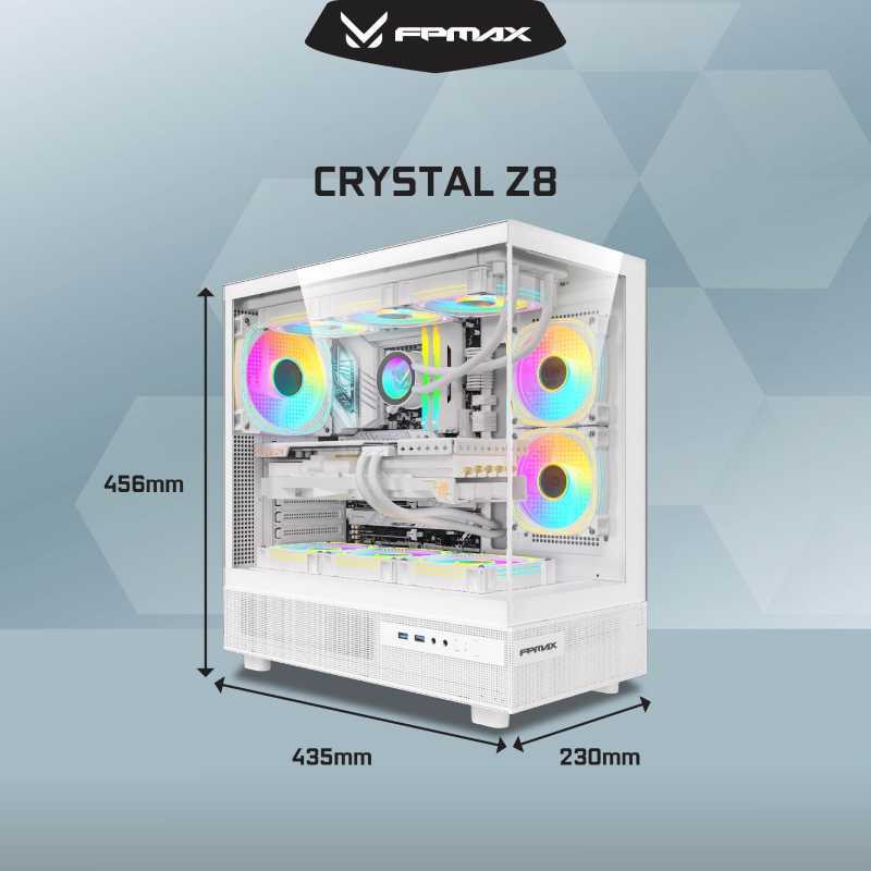 Jual Casing Pc Gaming Fpmax Crystal Z8 White L Gaming Case Atx, Matx ...