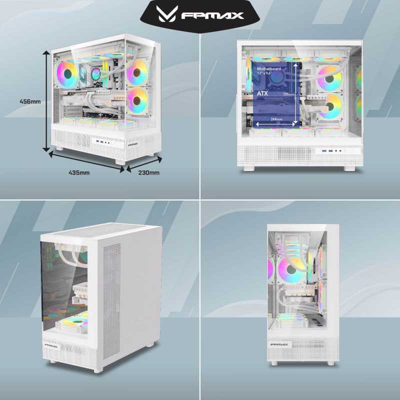 Jual Casing Pc Gaming Fpmax Crystal Z8 White L Gaming Case Atx, Matx ...