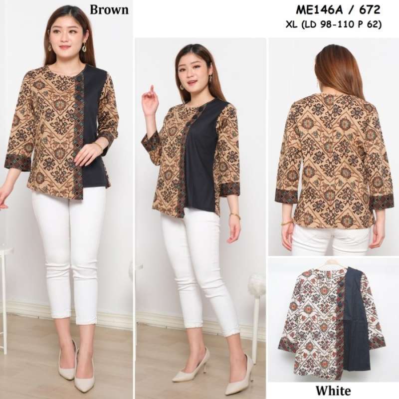 Jual Blouse Batik Wanita Reg - Jumbo Tangan Panjang Me146a - 3xl816 Brown Di Seller Mama Shop ...
