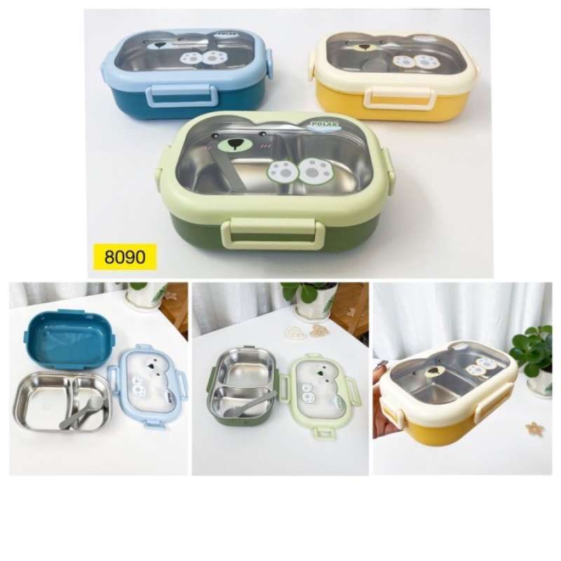 Jual Kotak Makan Anak Sekolah Kantoran 2 Sekat 3 Sekat Stainless Steel / Kotak Bekal Anak 1000ml ...