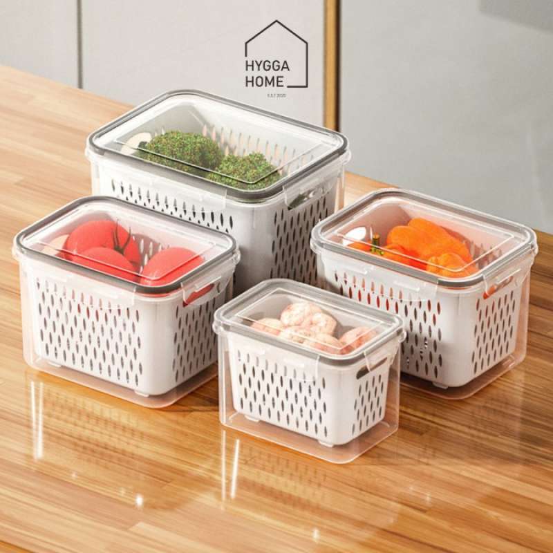 Jual Akira Food Storage Drain Box/kotak Kontainer Makanan Penyaring Air ...