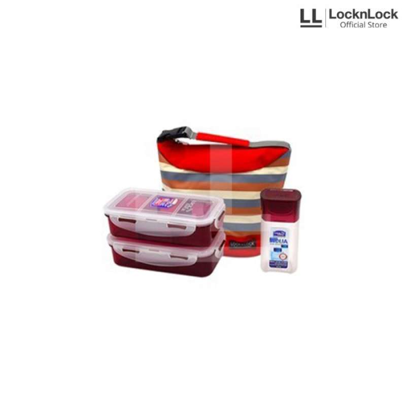 Jual Locknlock Lunch Box 3p With Stripe Pattern Bag - Red Di Seller ...