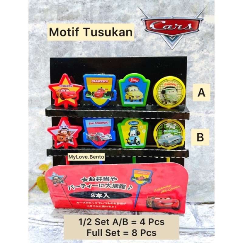 Jual Tusukan Bento Cars Garpu Anak Food Picks Pick Lunchbox Bekal Anak ...