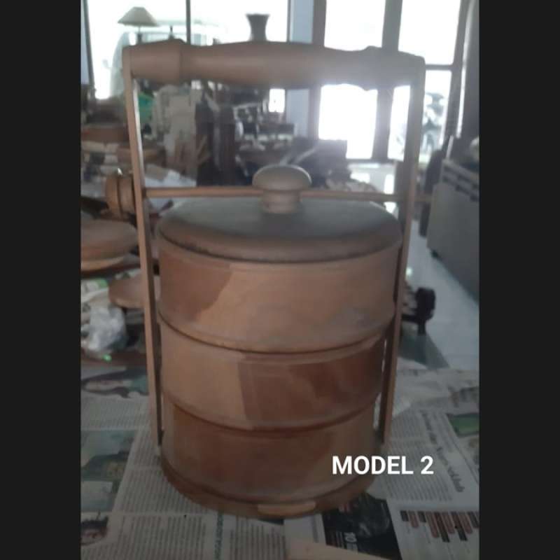 Jual Rantang Makanan Kayu Jati - Motif Polos + Packing Kayu Di Seller ...