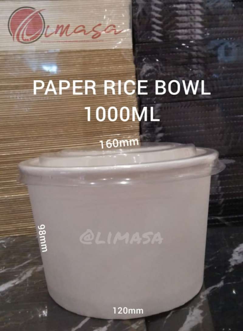Jual Paper Rice Bowl 1000ml Polos+tutup Isi 50pcs Di Seller Crown ...