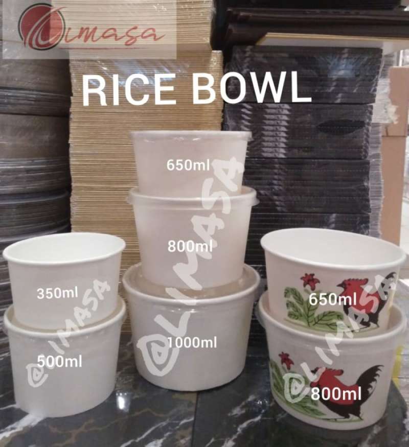 Jual Paper Rice Bowl 1000ml Polos+tutup Isi 50pcs Di Seller Crown ...