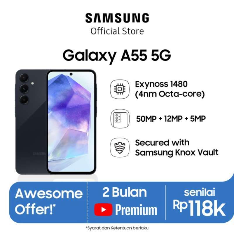 Promo Samsung Galaxy A55 5g 8/256gb - Ice Blue - Navy Diskon 2% Di ...