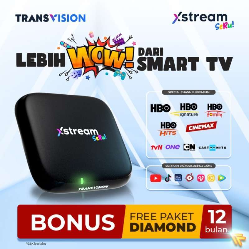 Promo Sale Transvision Xstream Seru Android Tv Box + Bonus Pkt Diamond 12 Bln/6/3 Terbaik - 12 ...