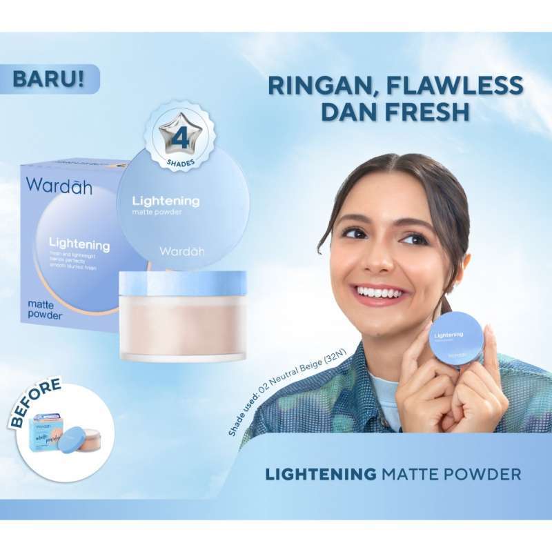 Promo Wardah Lightening Matte Powder 20gr - 04 Light Ivory Diskon 7% Di ...