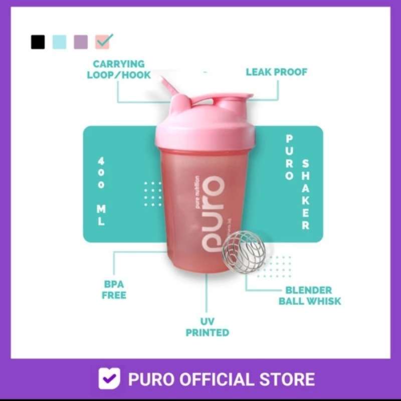 Jual Shaker Puro 400ml Leak Proof Bpa Free Premium Quality - Orange Di ...